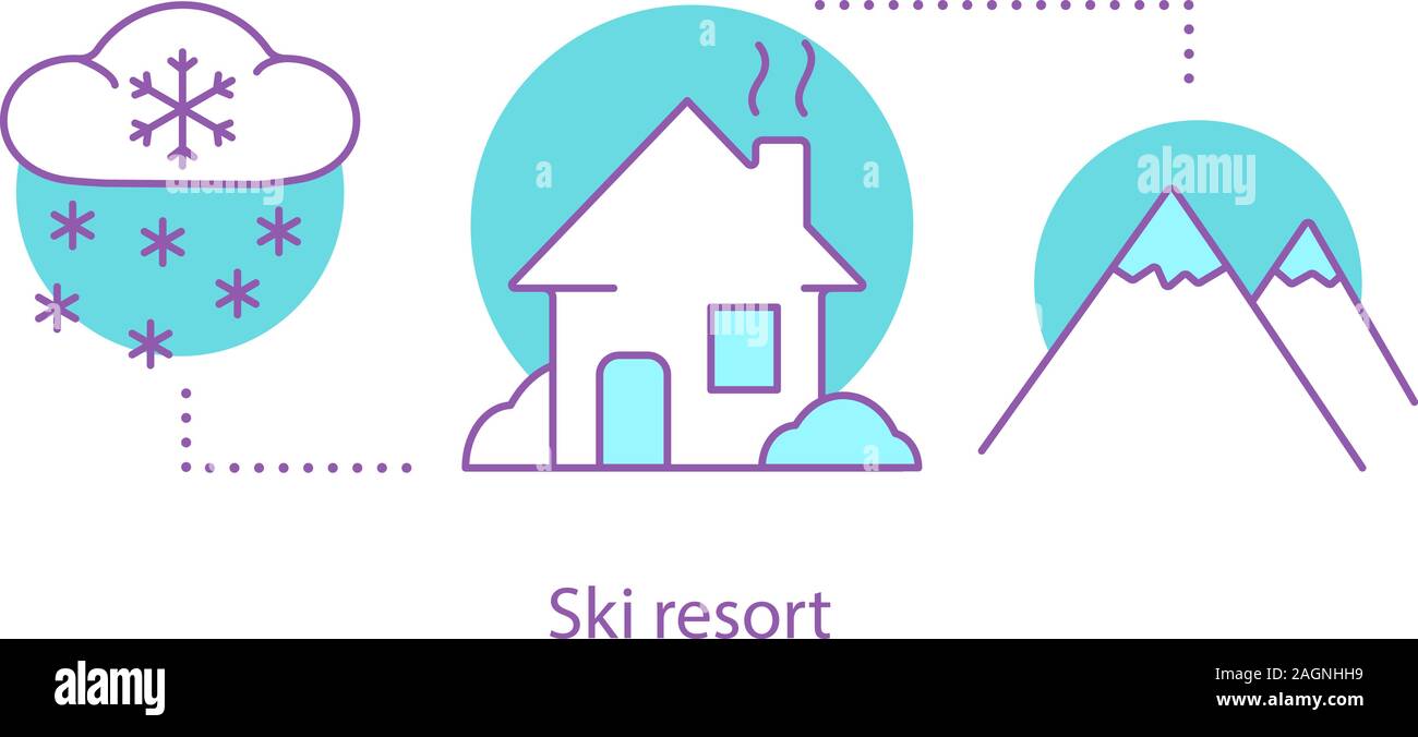 Winter season concept icon. Ski resort. Snowy weather idea thin line ...