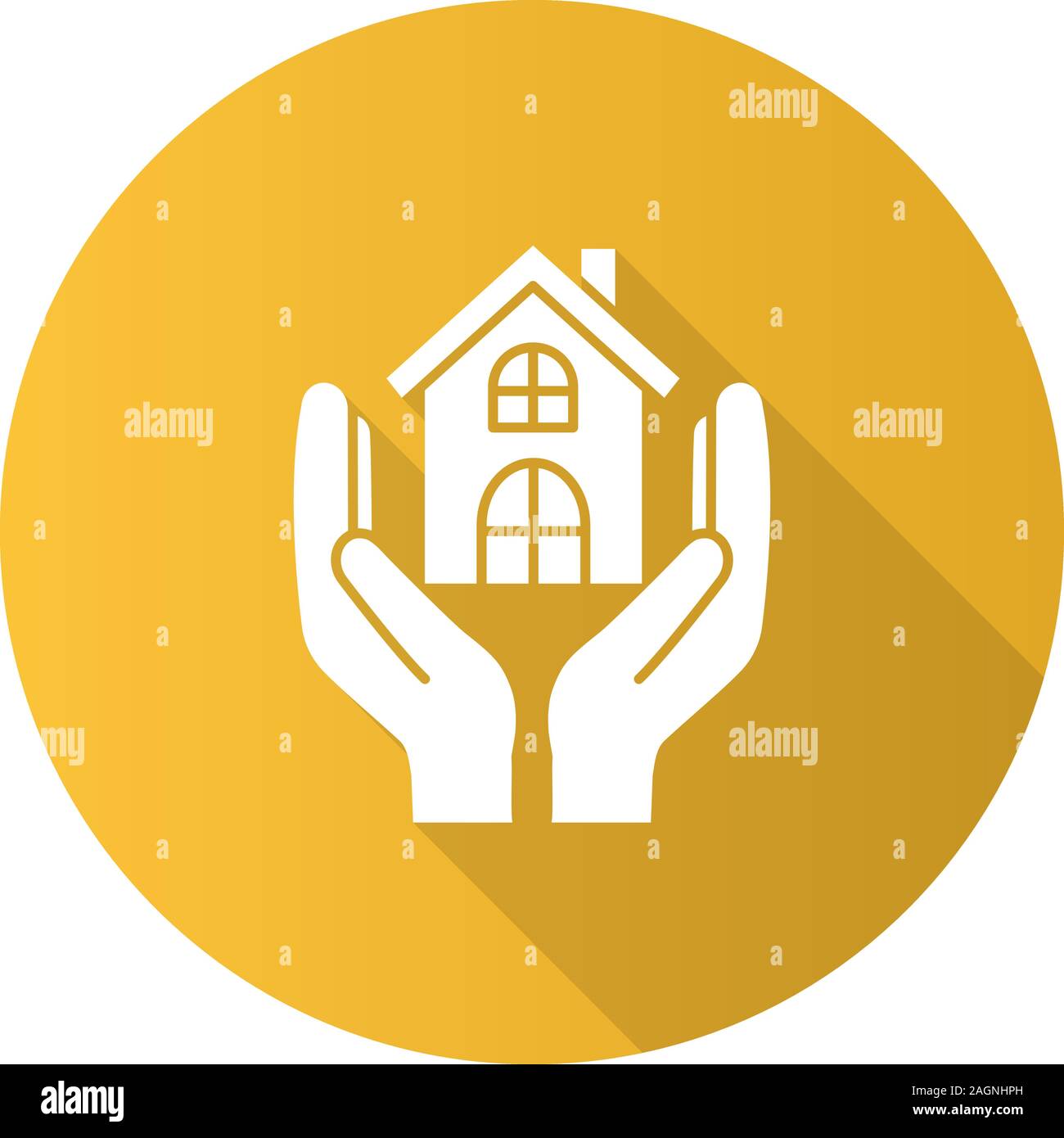 Affordable housing flat design long shadow glyph icon. Shelter for ...