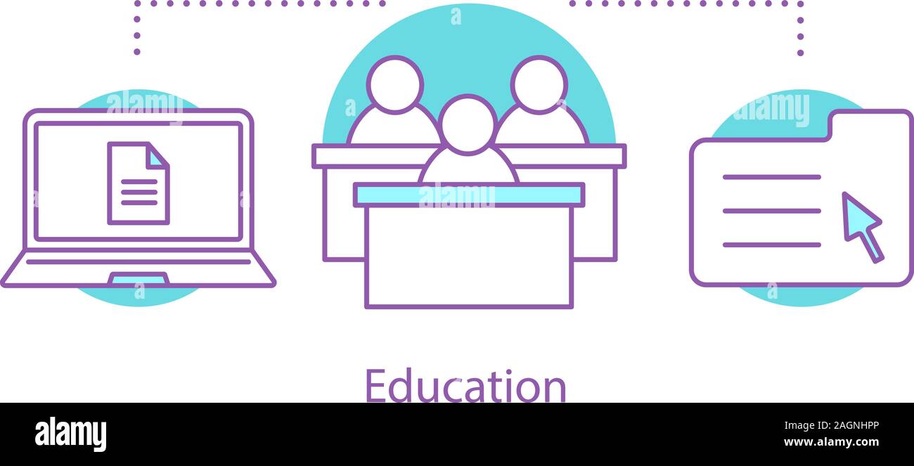 Education concept icon. Studying idea thin line illustration. Lecture ...