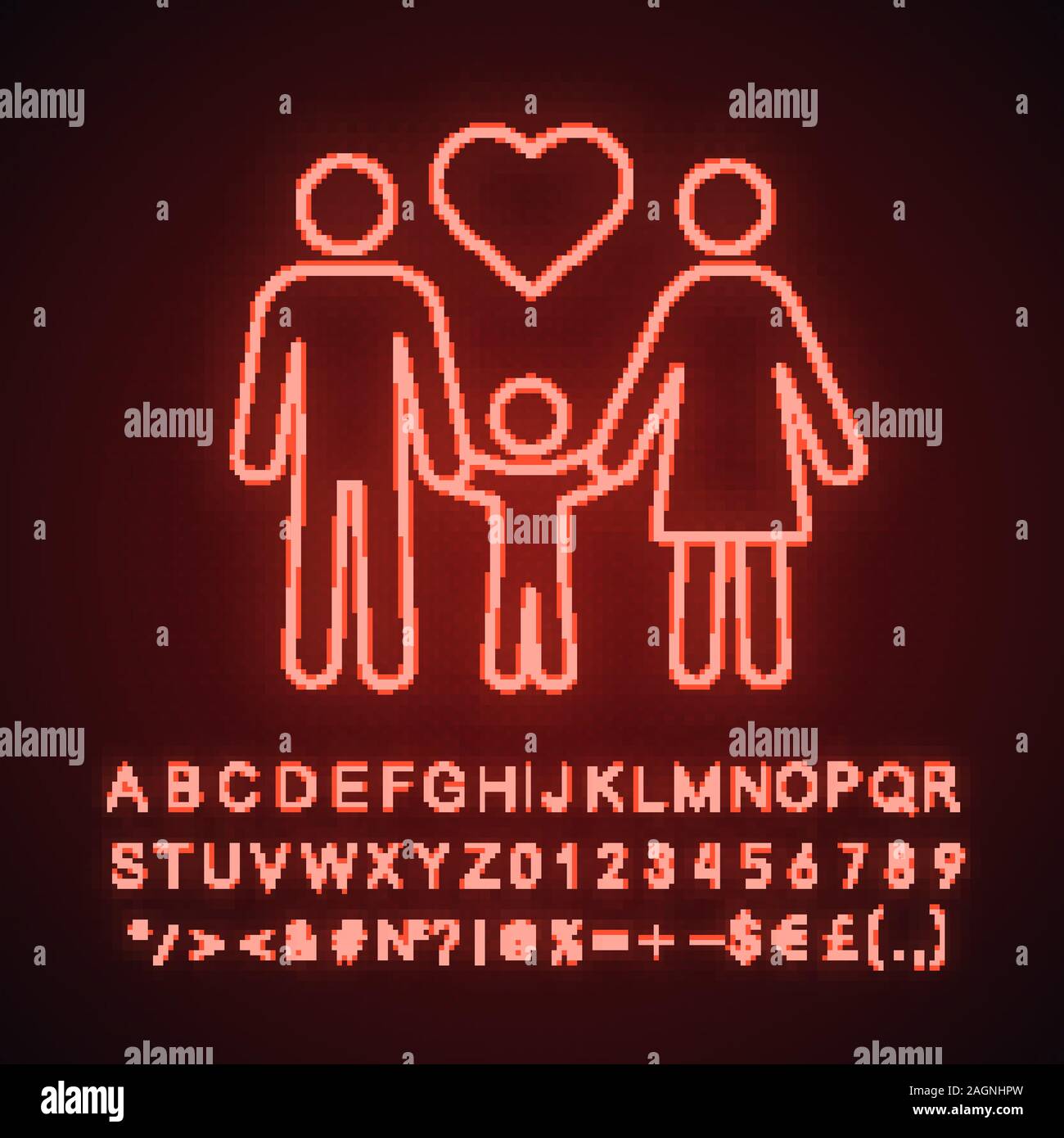 Family neon light icon. Parenthood glowing sign. Adoption. Parenthood ...
