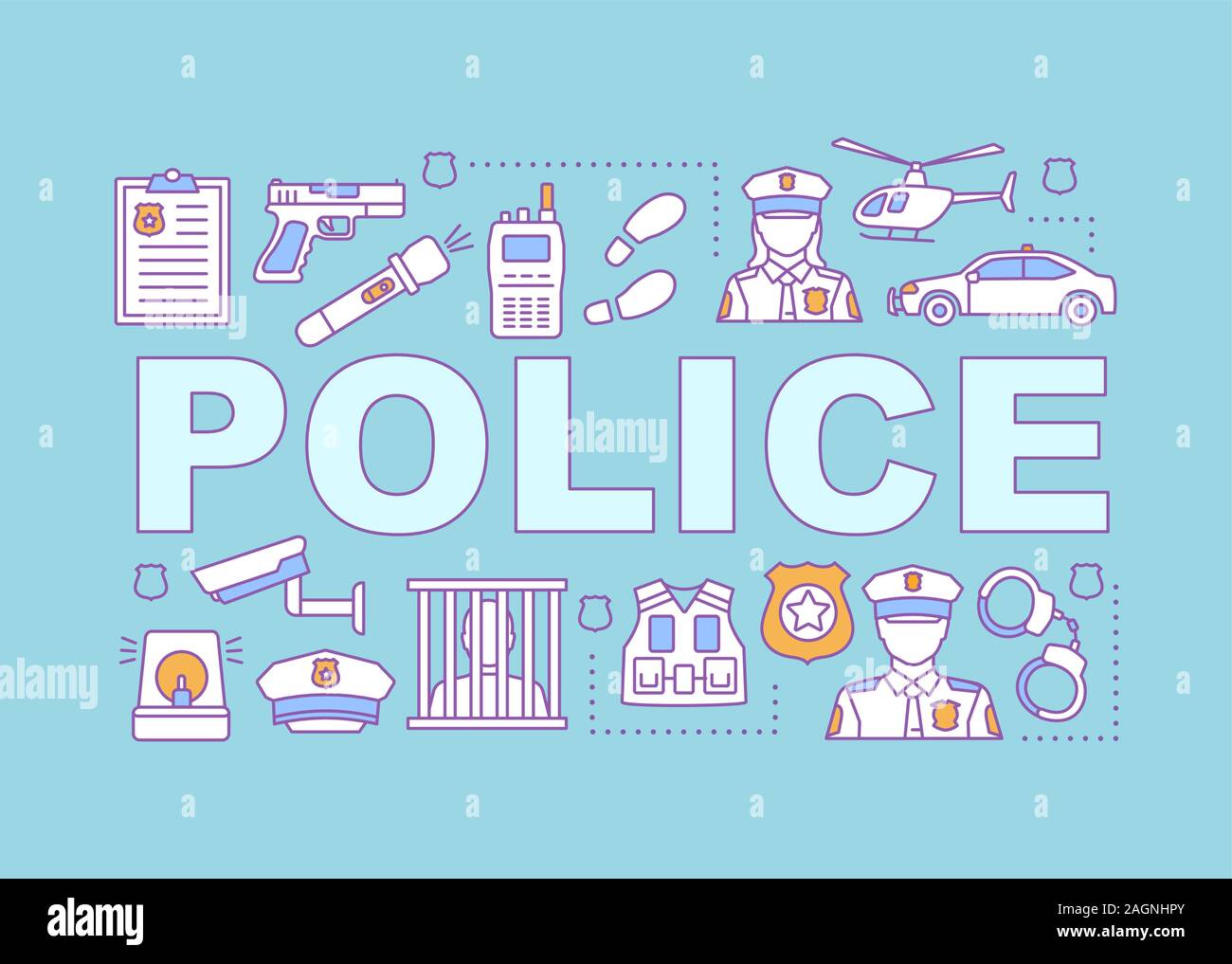 Police force word concepts banner. Law enforcement. Crime prevention ...