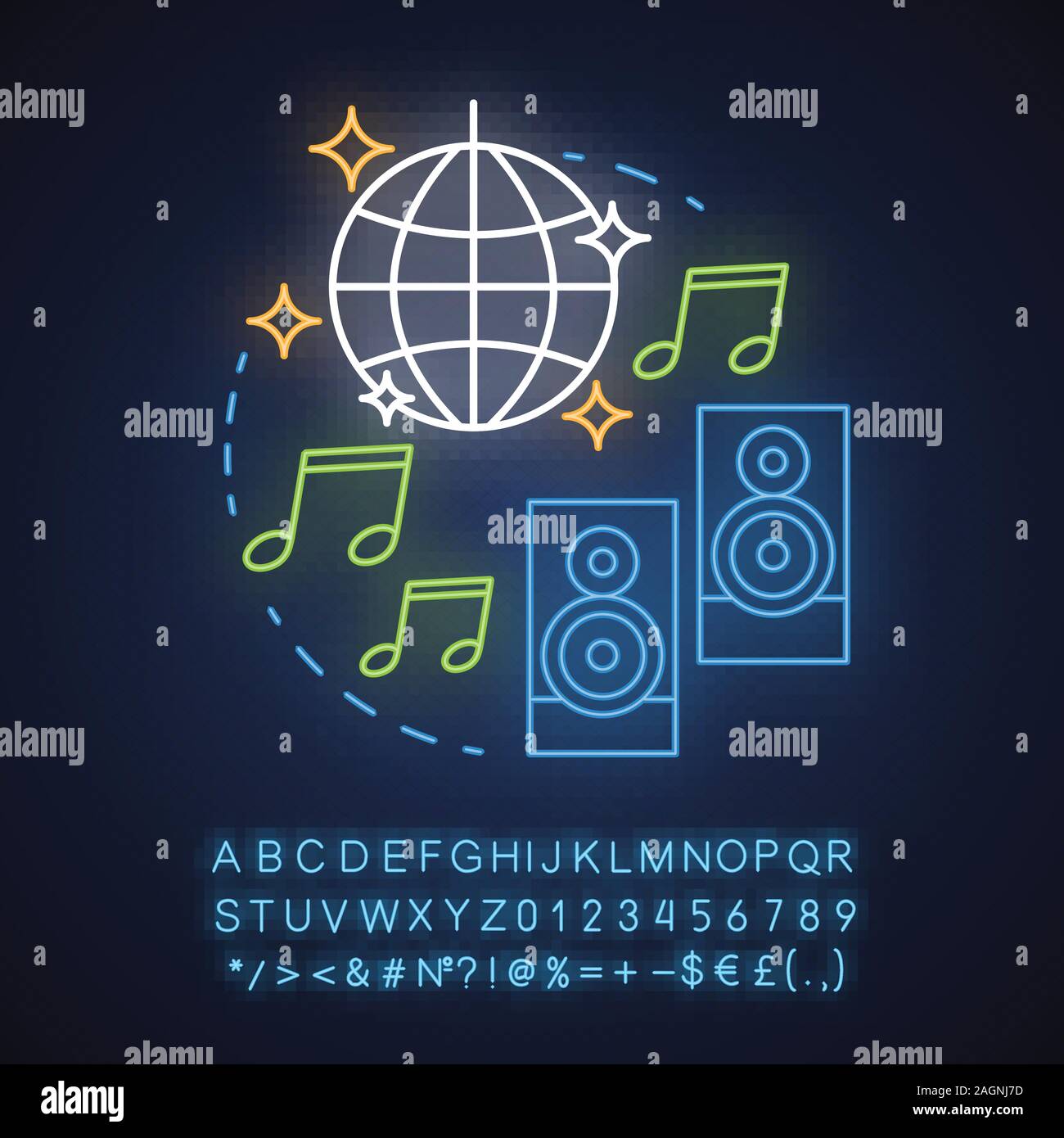 Night club neon light concept icon. Party time idea. Disco. Glowing ...