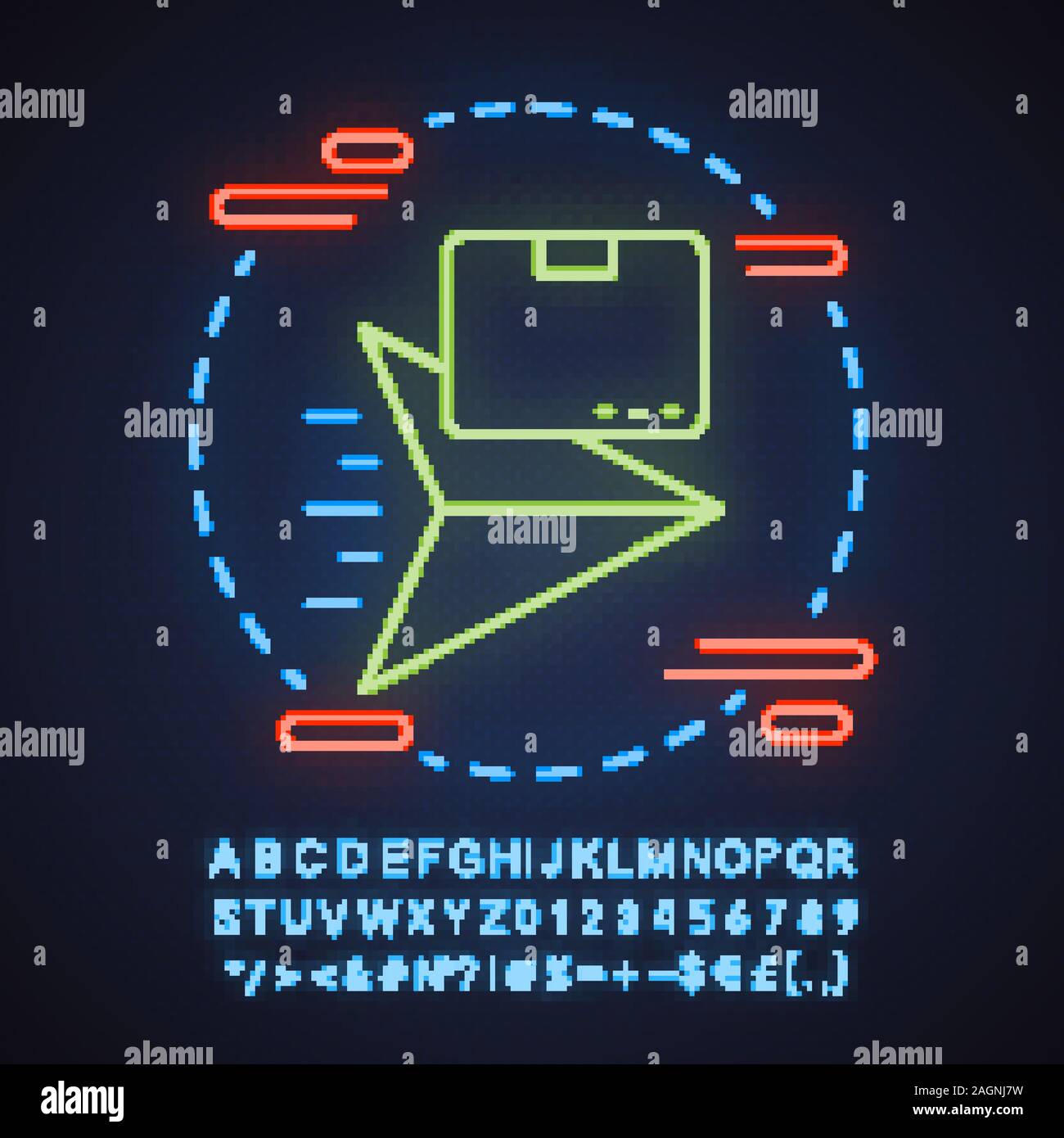 Delivery waiting time neon light concept icon. Shipping service idea ...