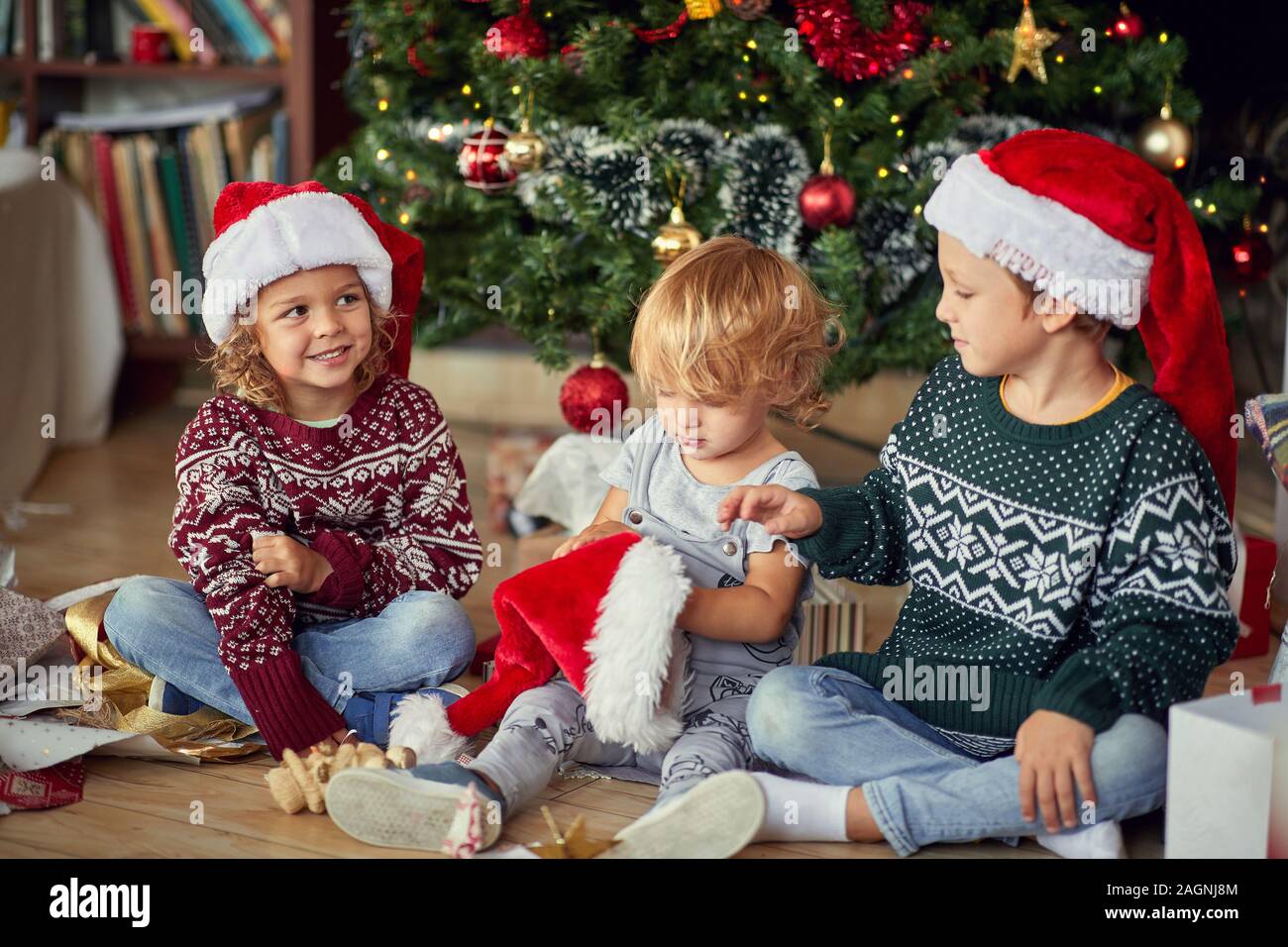 Excited Children At Christmas