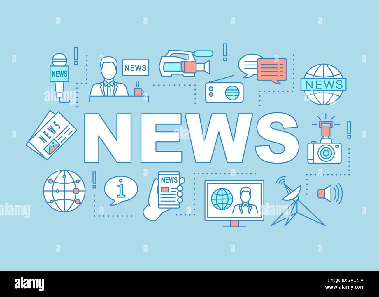 News broadcasting word concepts banner. Mass media. Journalism ...