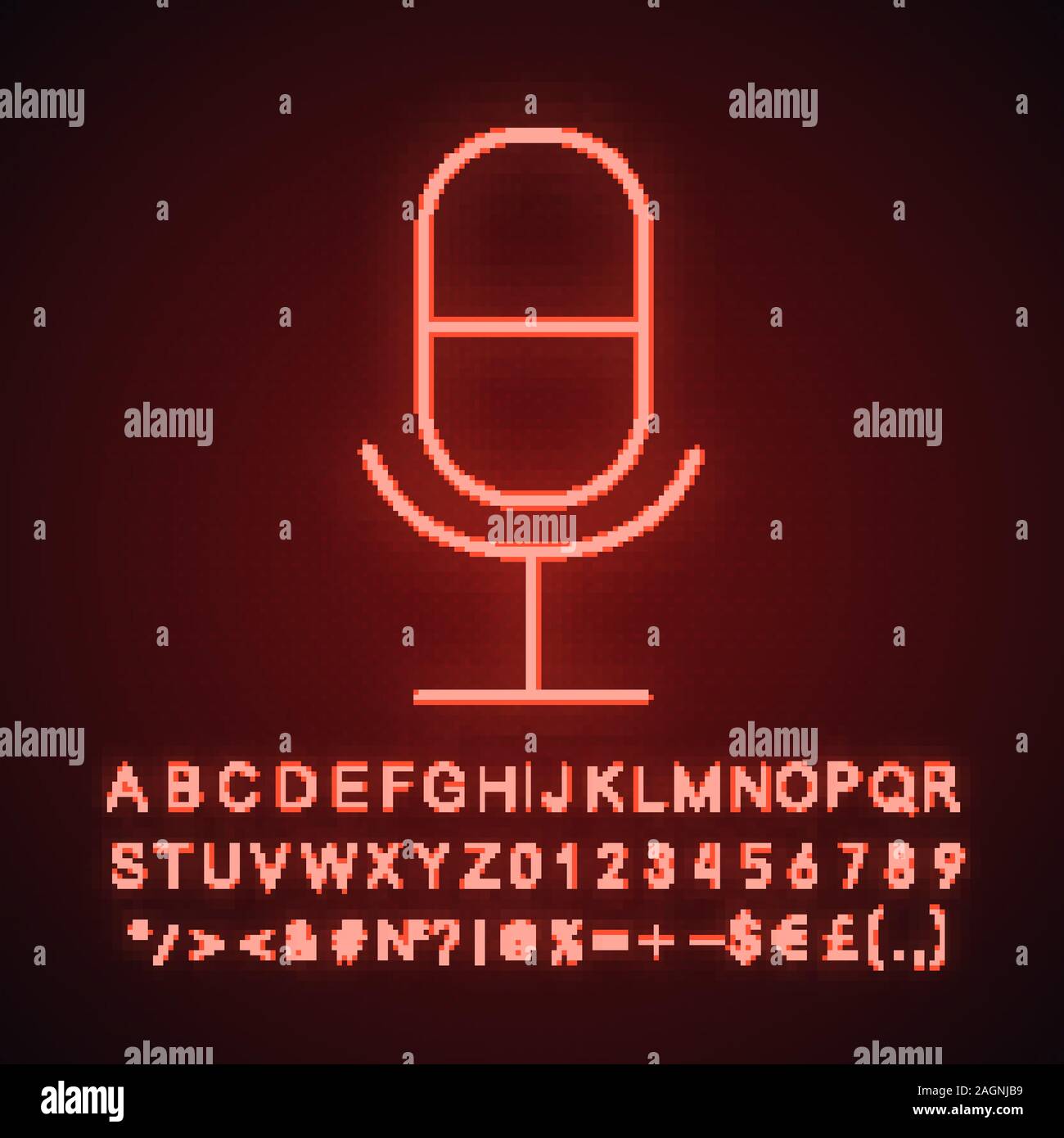 Microphone neon light icon. Radio broadcasting. Glowing sign with ...