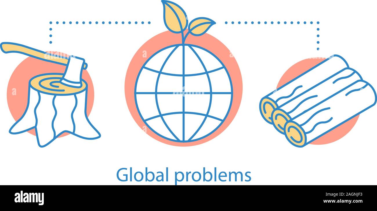 Global problems concept icon. Deforestation idea thin line illustration ...