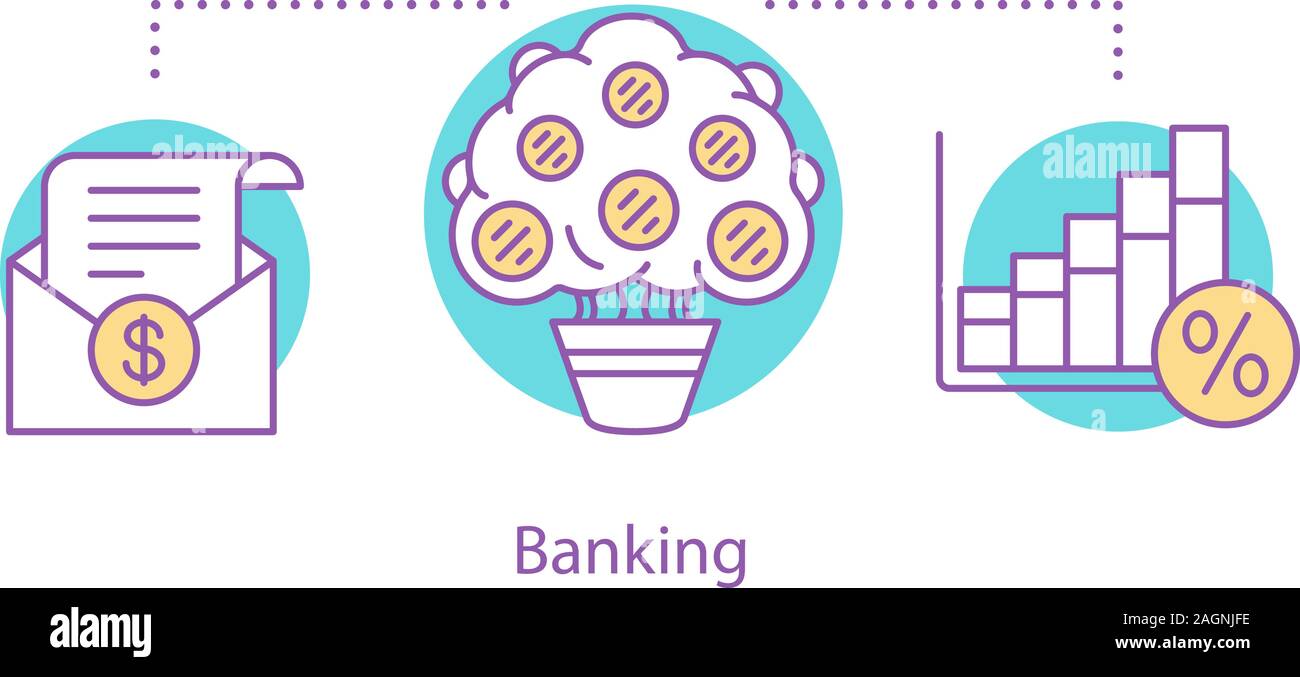 Banking concept icon. Profit rise idea thin line illustration ...