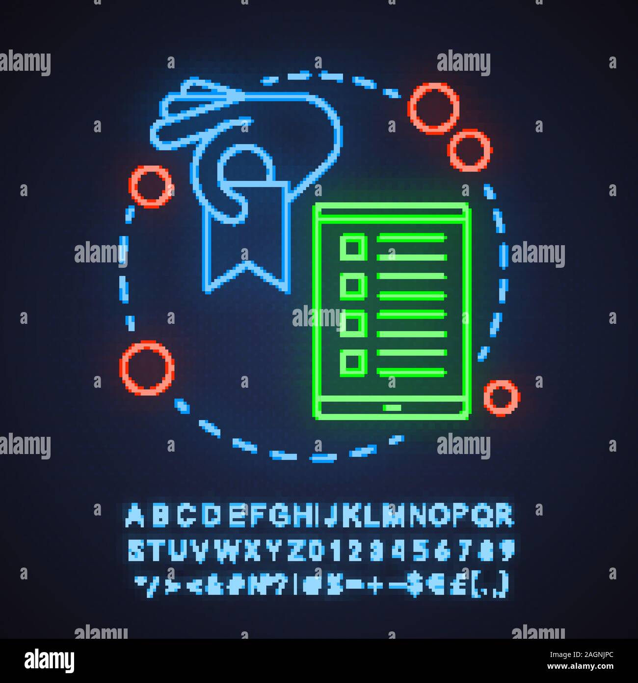 Select items neon light concept icon. Digital bookmark adding idea ...