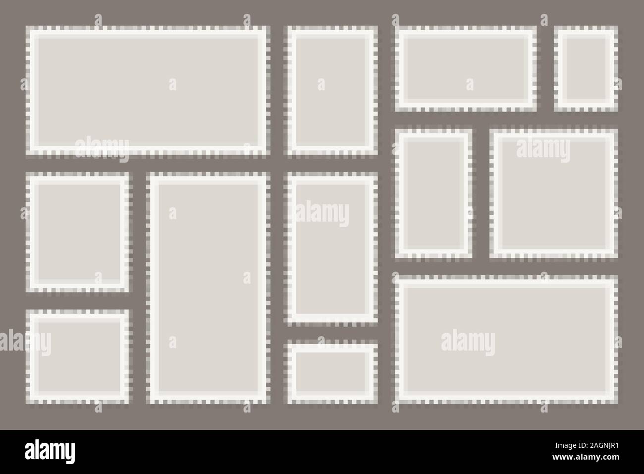 Blank postage stamps collection. Sticky paper stamp. Vector ...