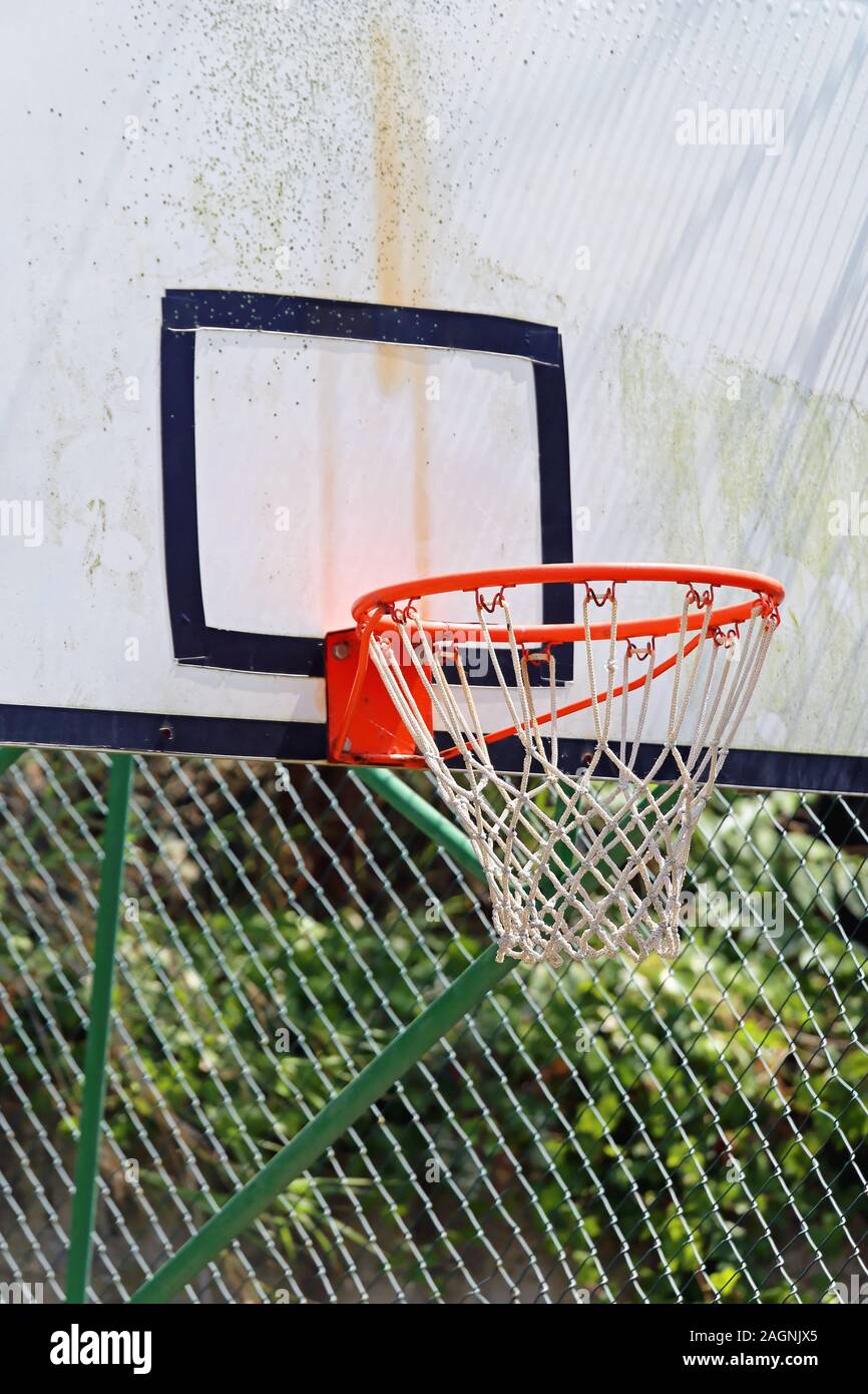 An Outdoor Basketball Backboard With Net Stock Photo - Alamy