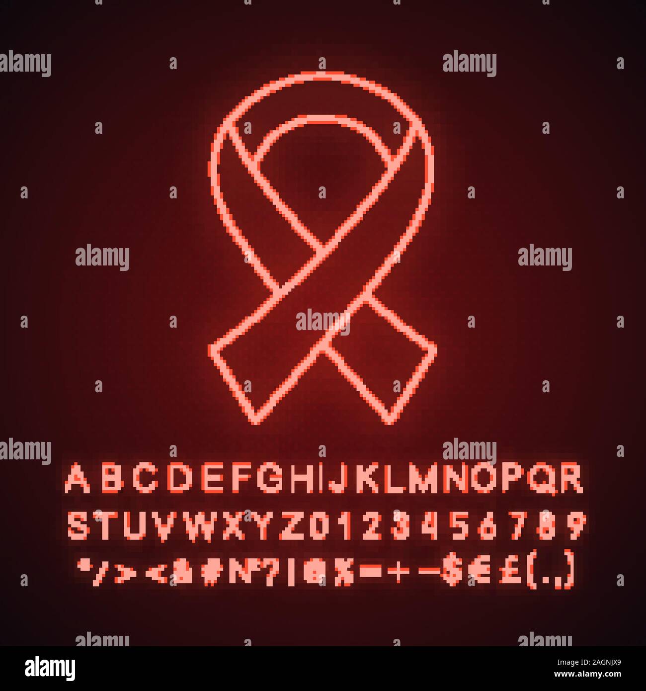 Anti HIV ribbon neon light icon. World AIDS day glowing sign. Fighting ...
