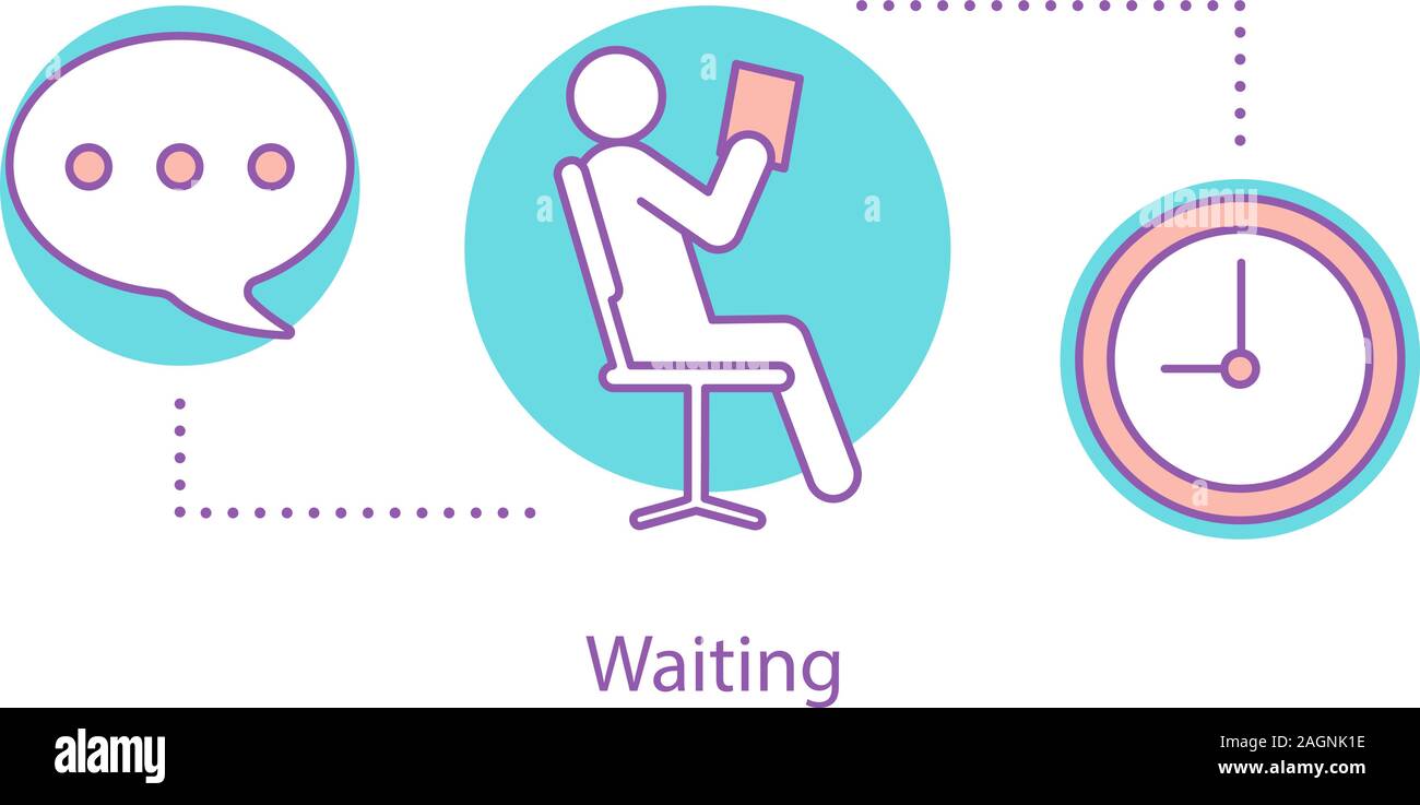 Waiting concept icon. Procrastination idea thin line illustration. Time ...