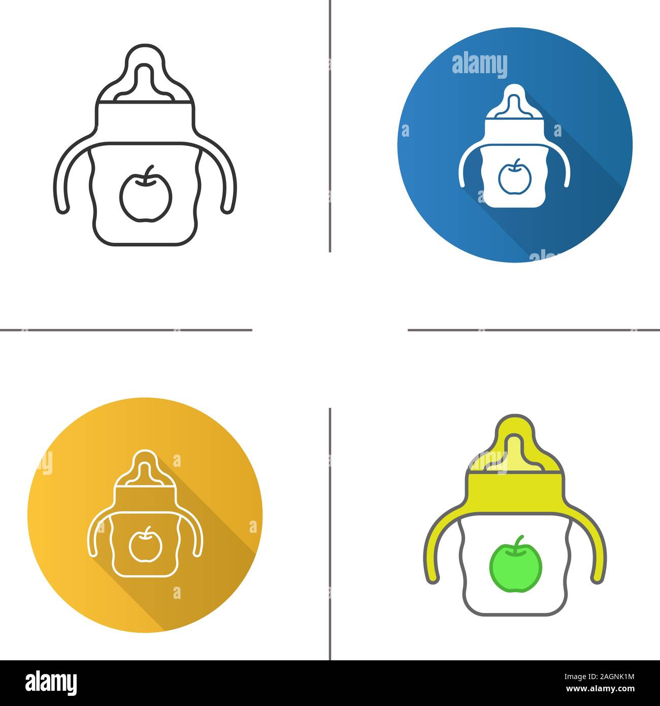 Baby sippy cup icon. Child feeding bottle. Flat design, linear and ...