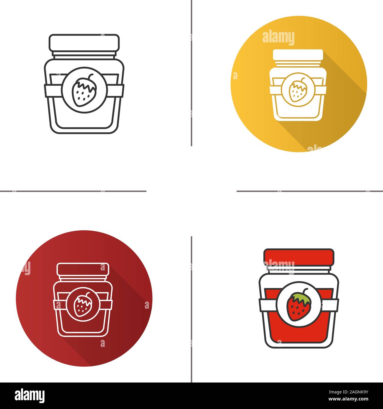 Strawberry jam jar icon. Fruit preserve. Flat design, linear and color ...
