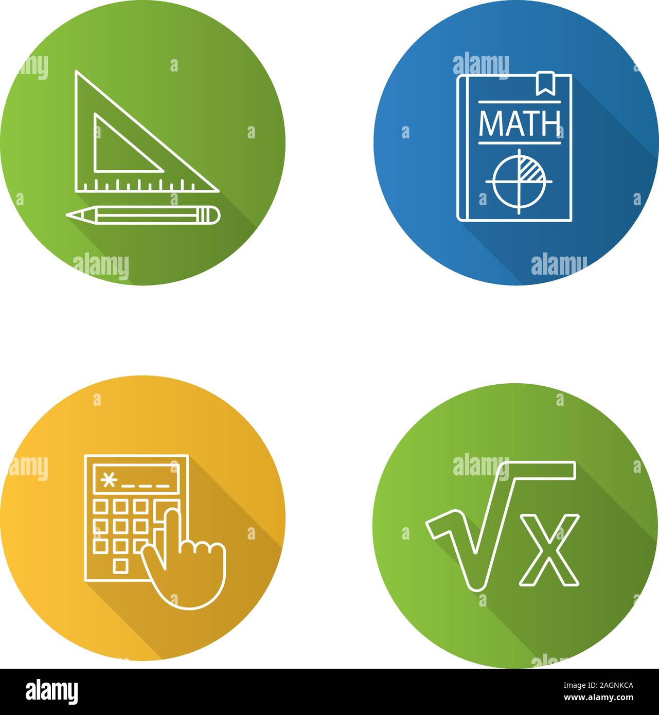 Mathematics flat linear long shadow icons set. Triangular ruler and ... Mathematics flat linear long shadow icons set. Triangular ruler and ...