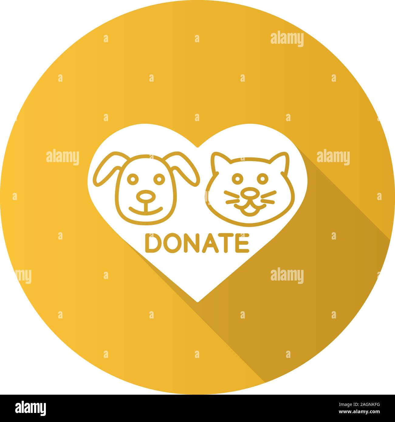 Donation for pets flat design long shadow glyph icon. Animals welfare ...