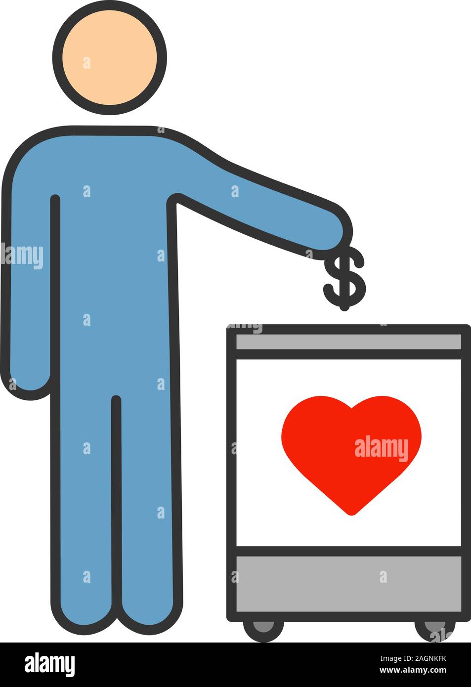 Donation box color icon. Moneybox. Fundraising. Donate money to charity ...