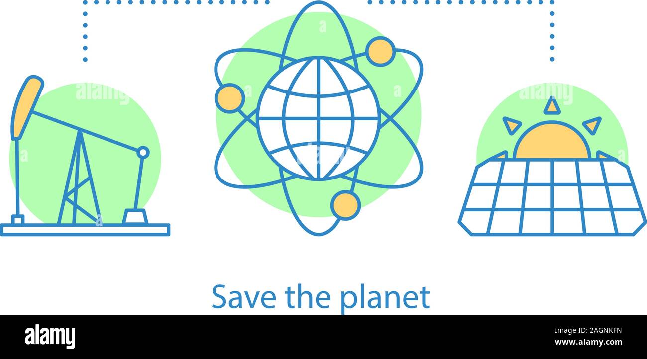 Planet saving concept icon. Environment protection idea thin line ...