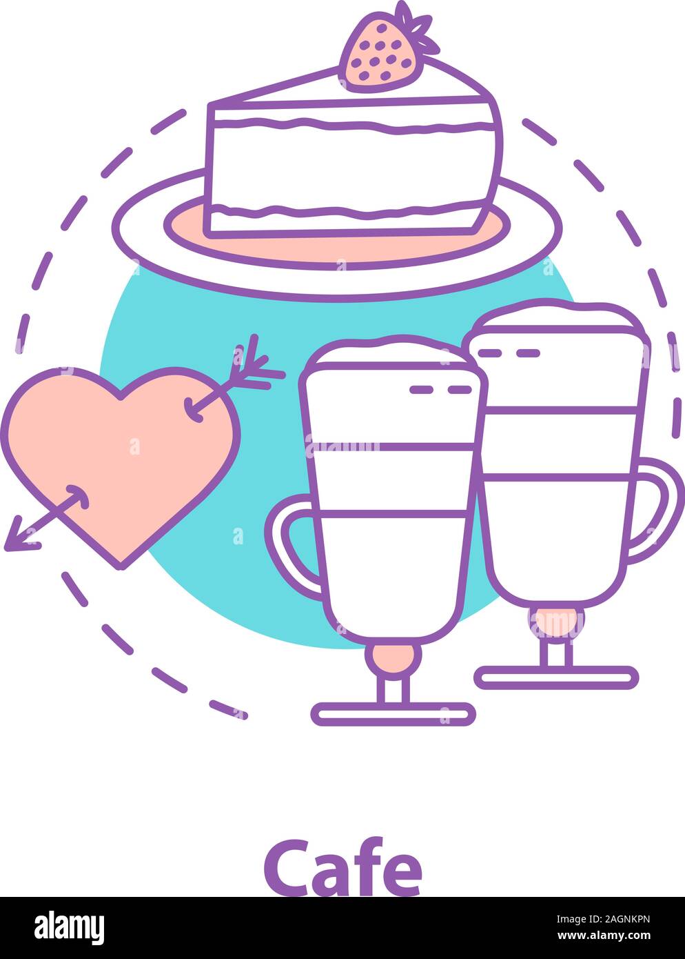 Cafe concept icon. First date idea thin line illustration. Coffee house ...