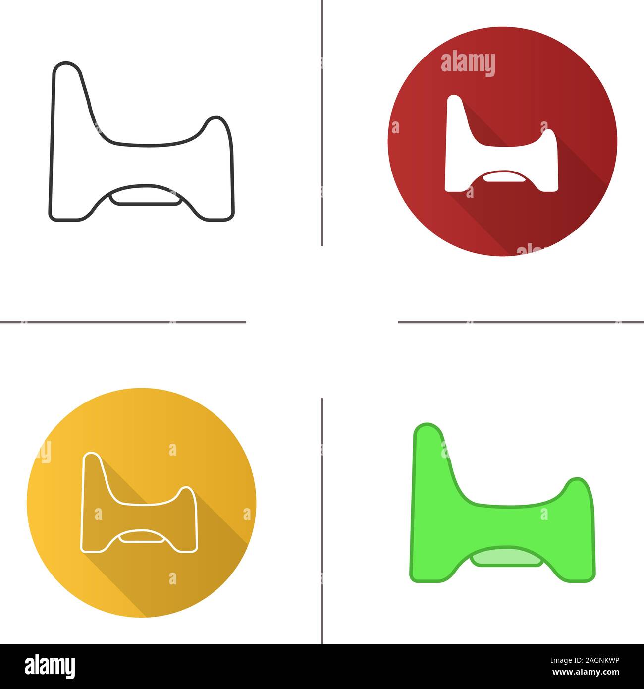 Potty chair icon. Baby toilet. Flat design, linear and color styles ...