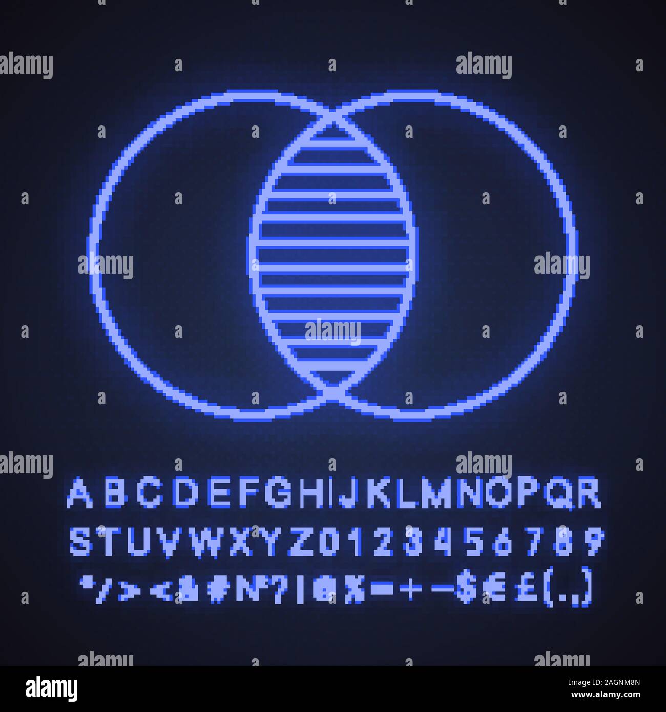 Merging neon light icon. Integration abstract metaphor. Glowing sign ...