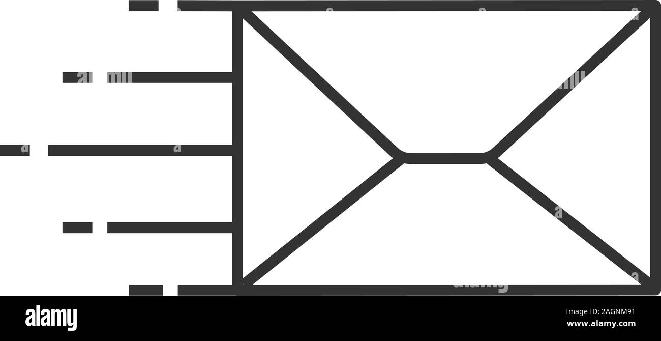 Mailing linear icon. Flying envelope. Thin line illustration ...