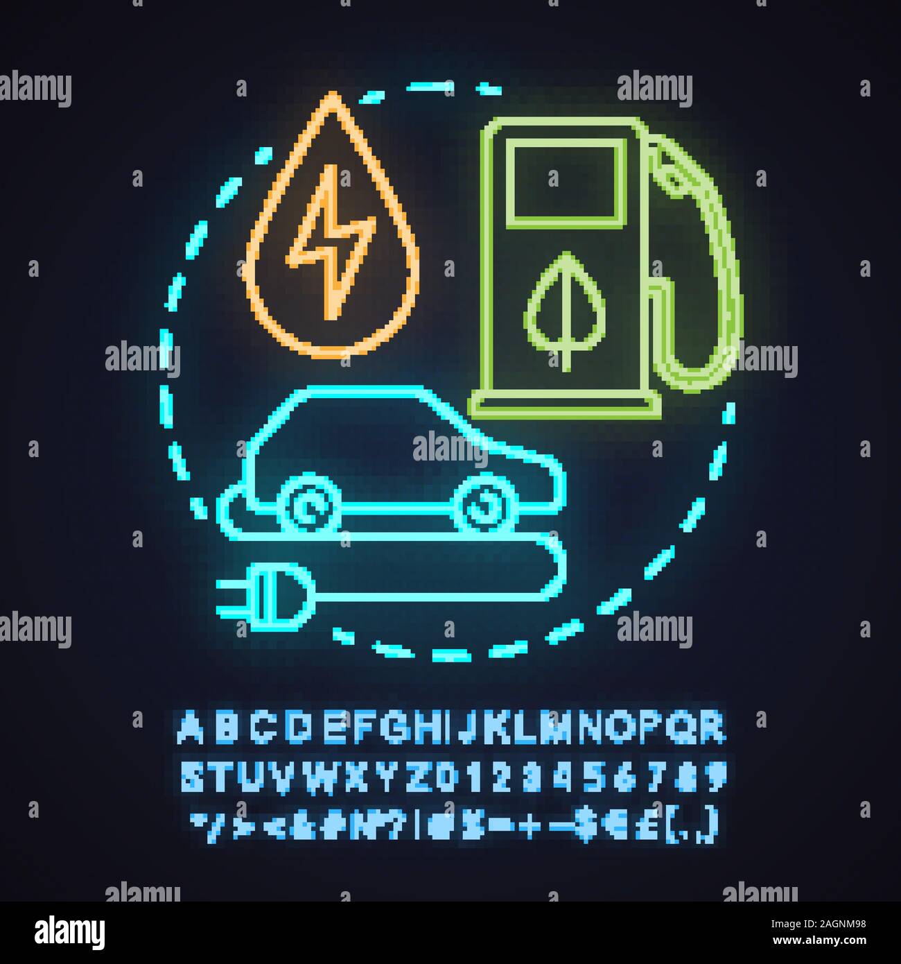 Eco friendly transport neon light concept icon. Green vehicle idea ...