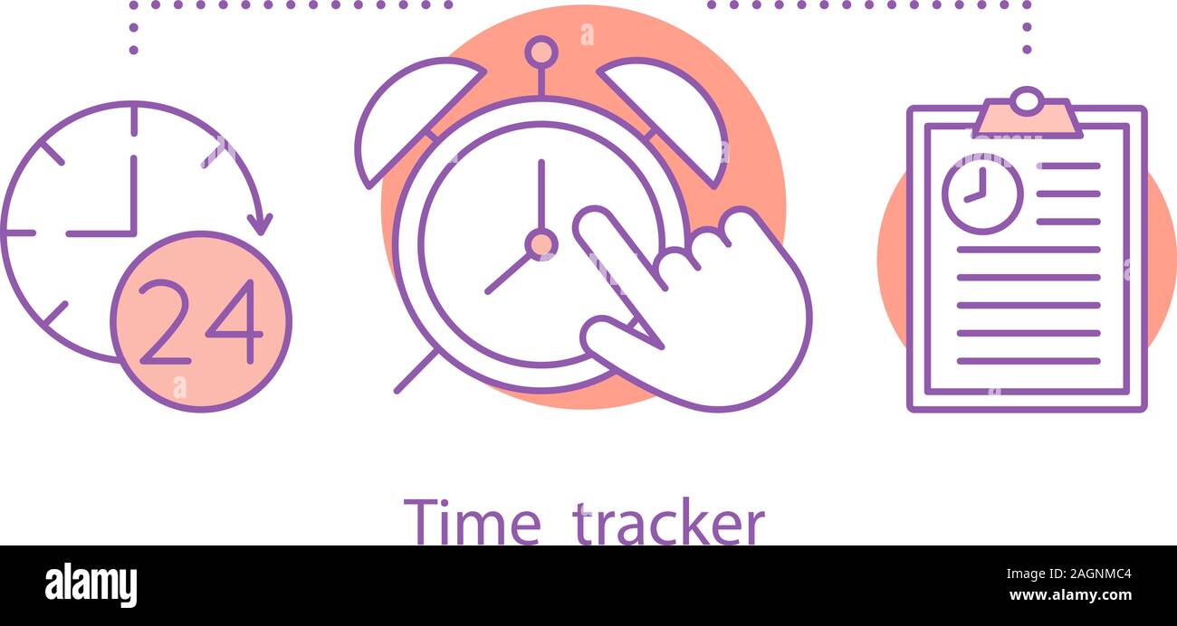 Time tracker concept icon. Time management idea thin line illustration ...