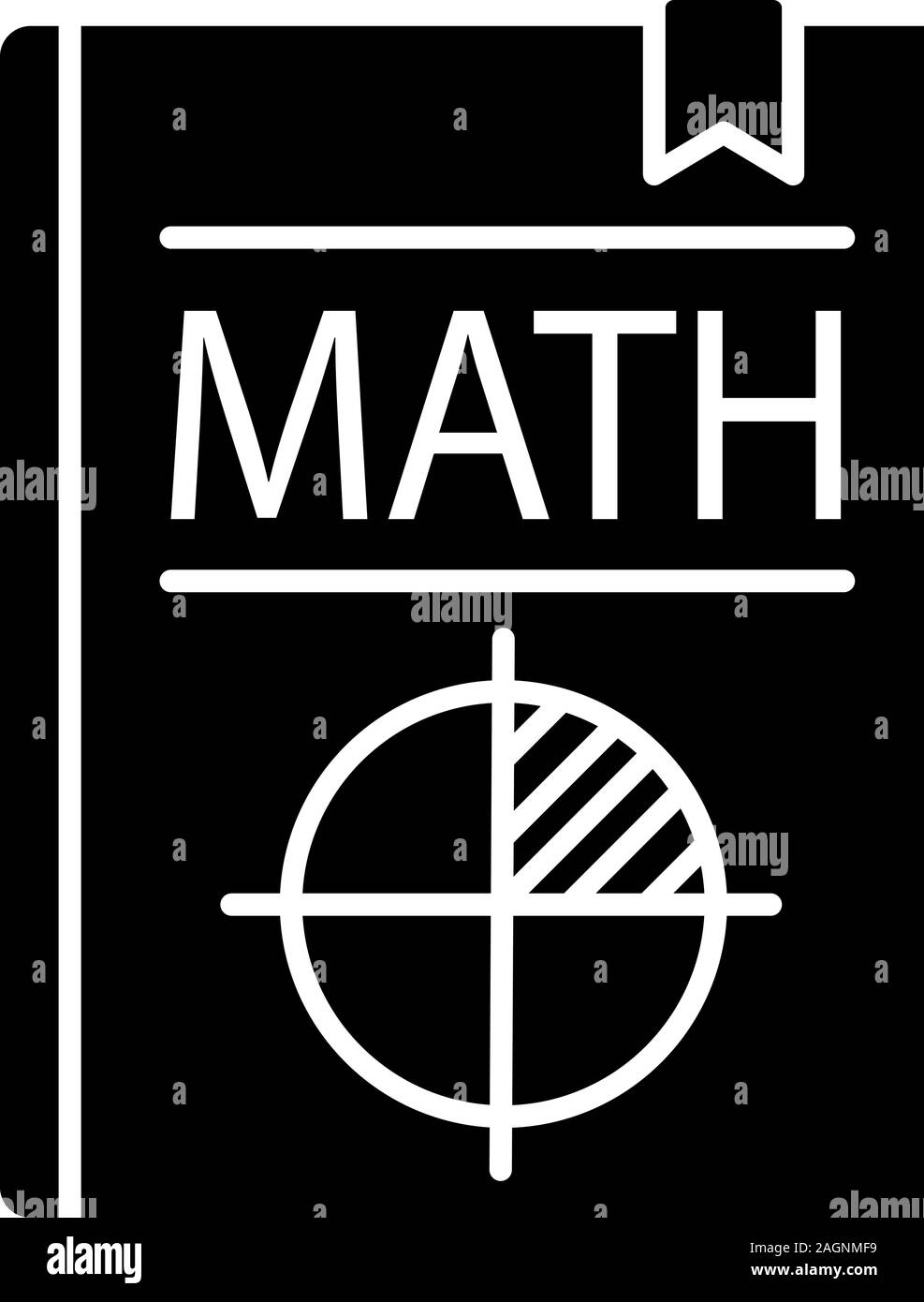 Math textbook glyph icon. Mathematics book. Geometry. Silhouette symbol ...