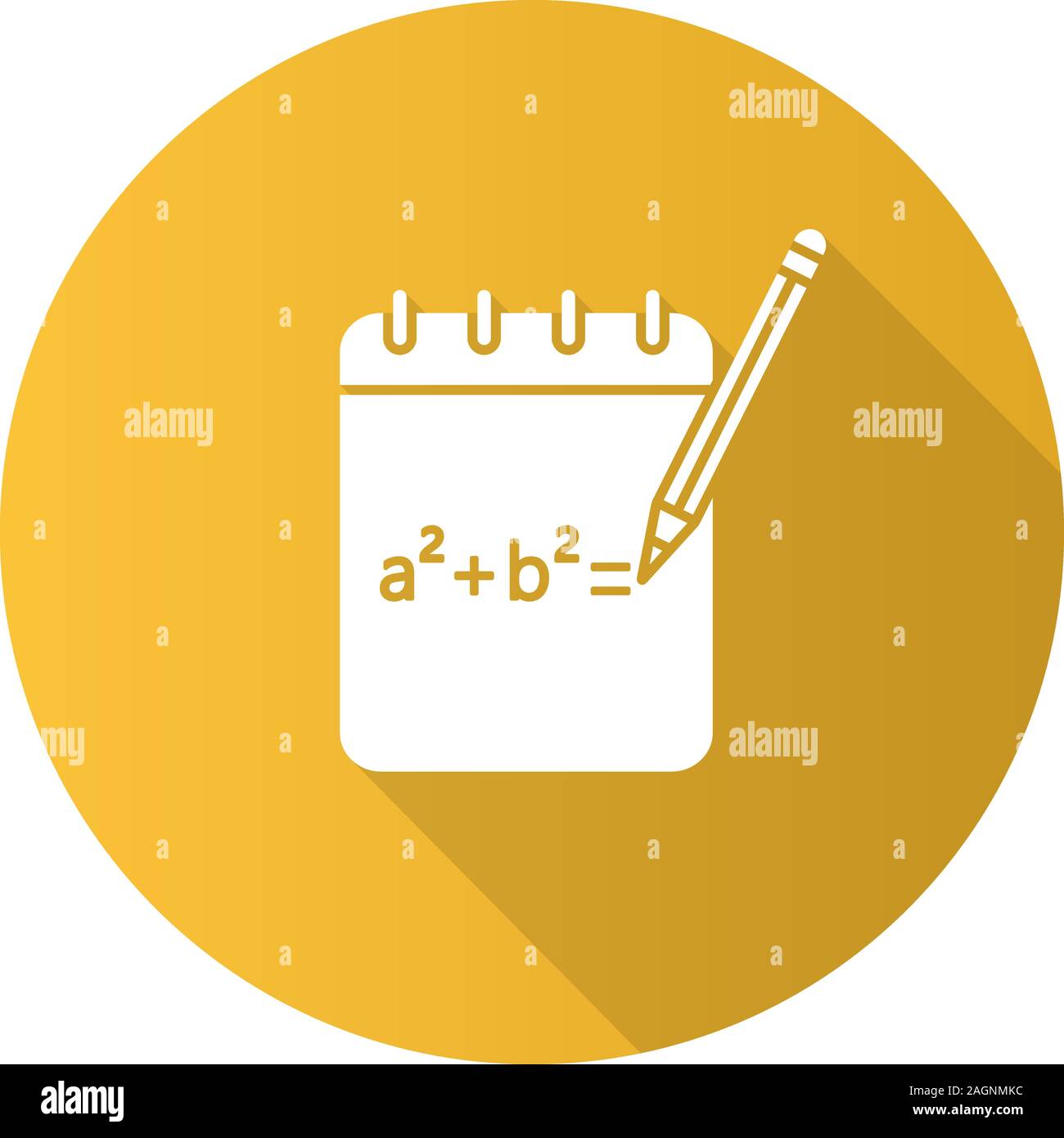 Notebook with math formula flat design long shadow glyph icon. Rough ...