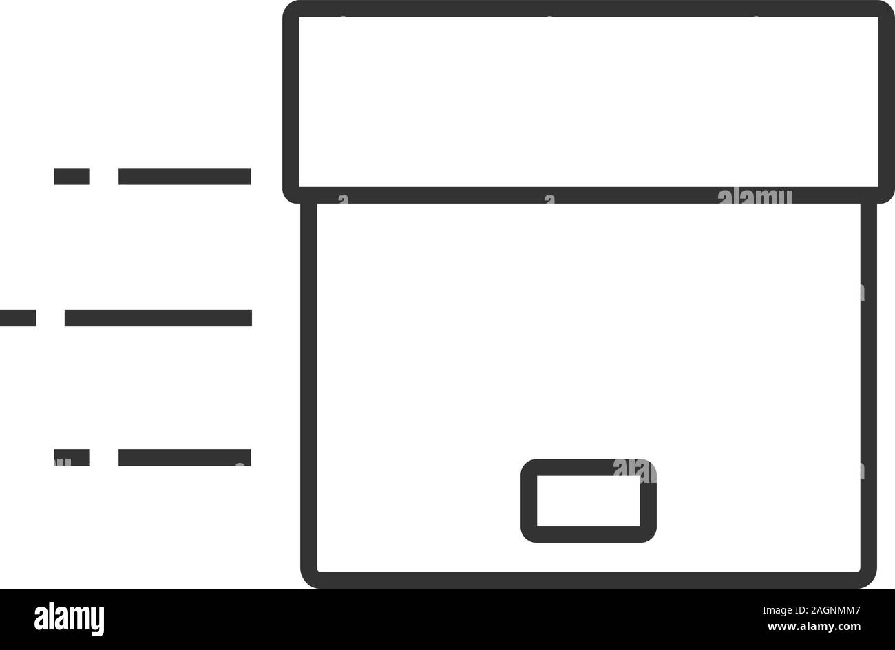 Flying parcel linear icon. Fast delivery service. Thin line ...