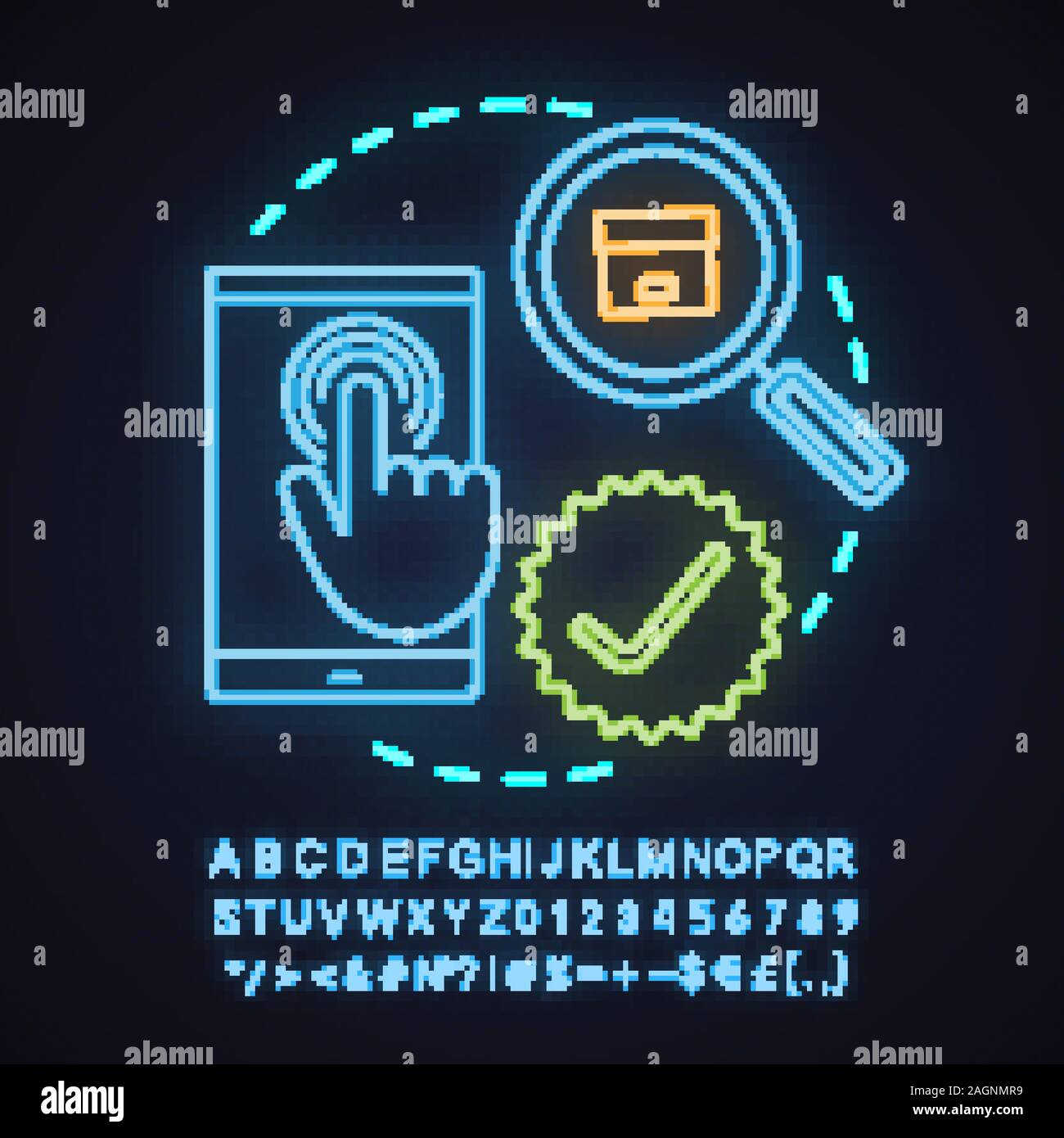 Select items neon light concept icon. Choosing goods or services idea ...