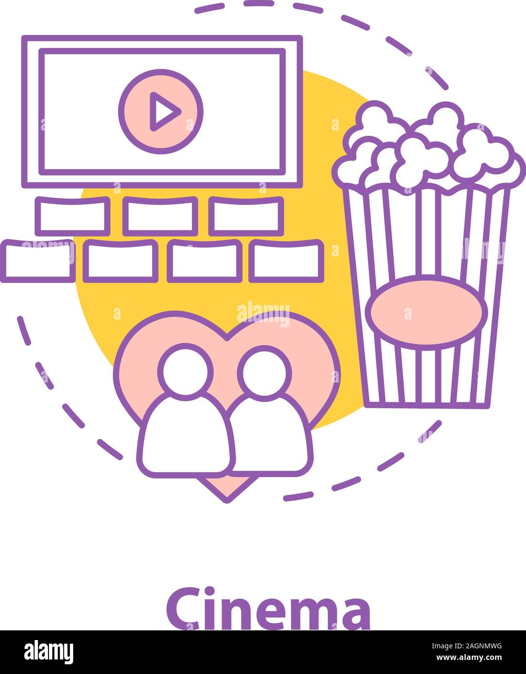 Cinema concept icon. First date idea thin line illustration. Movie ...