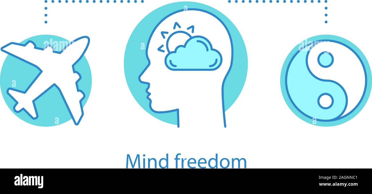 Mind freedom concept icon. Inner peace. Happiness idea thin line ...