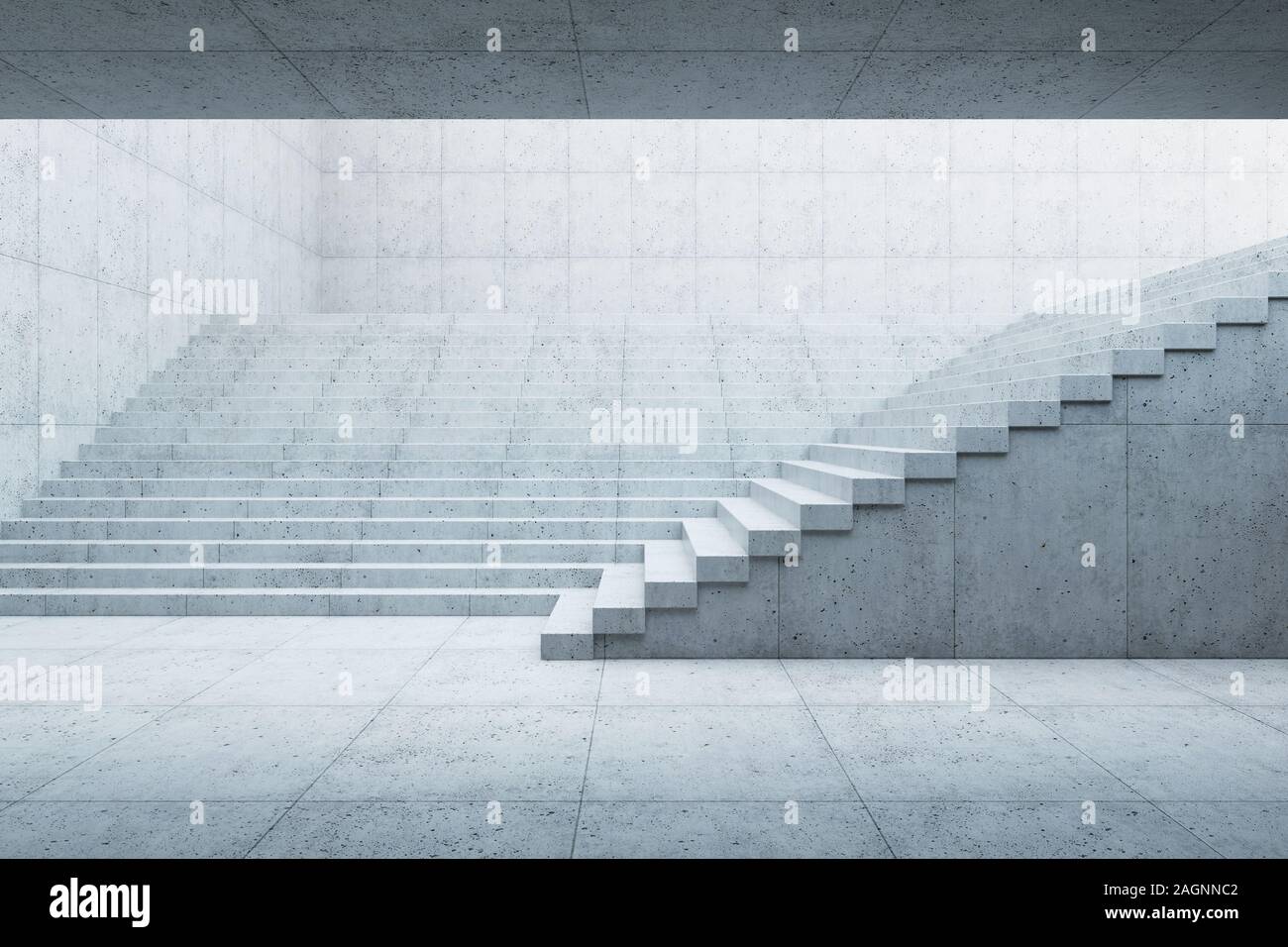 modern staircase in concrete interior, 3d rendering Stock Photo - Alamy