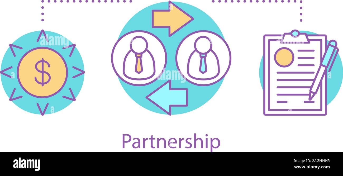 Partnership concept icon. Business deal idea thin line illustration ...