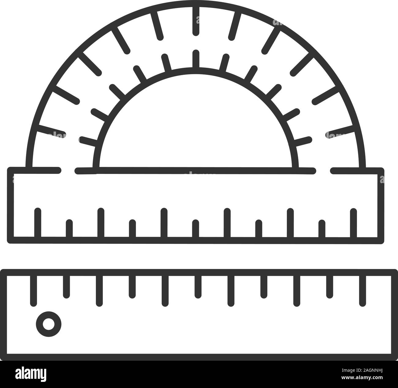 Protractor And Ruler Linear Icon Thin Line Illustration Geometry Contour Symbol Vector