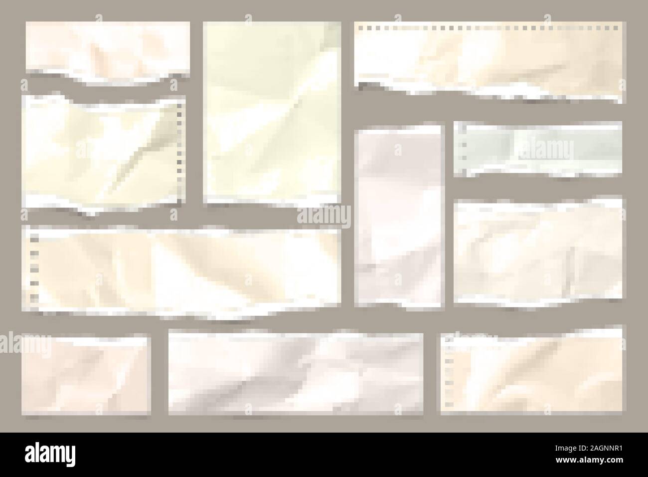 Ripped colored crumpled paper strips collection. Realistic paper scraps ...
