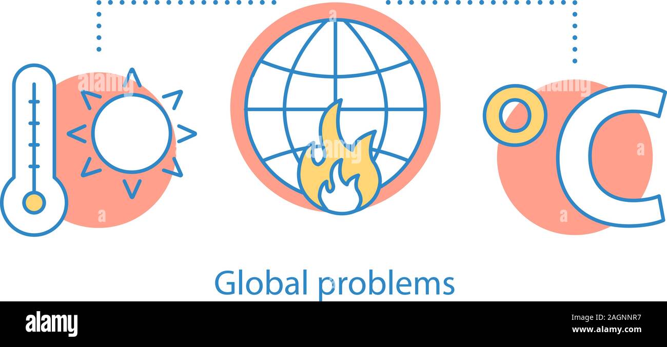 Global warming concept icon. Natural hazard idea thin line illustration ...