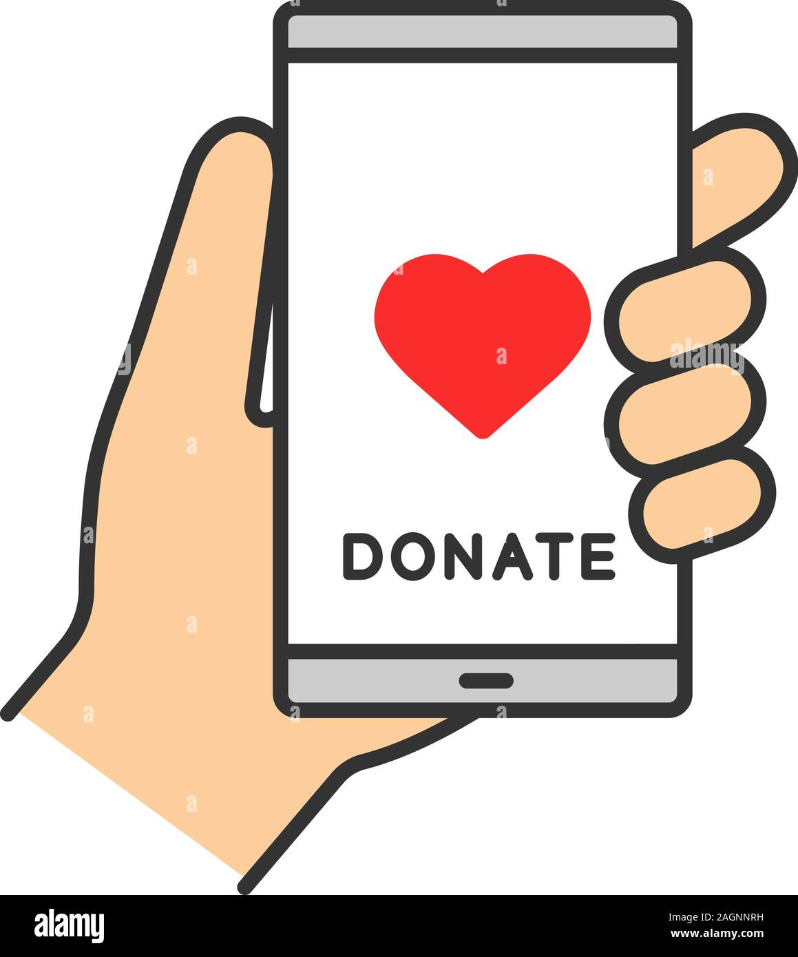 Smartphone donation app color icon. Digital charity. Online fundraising ...