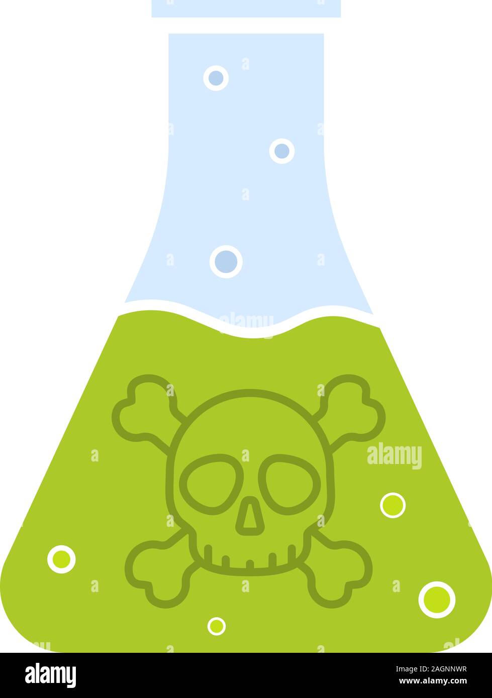 Poison bottle glyph color icon. Boiling poisonous liquid with ...