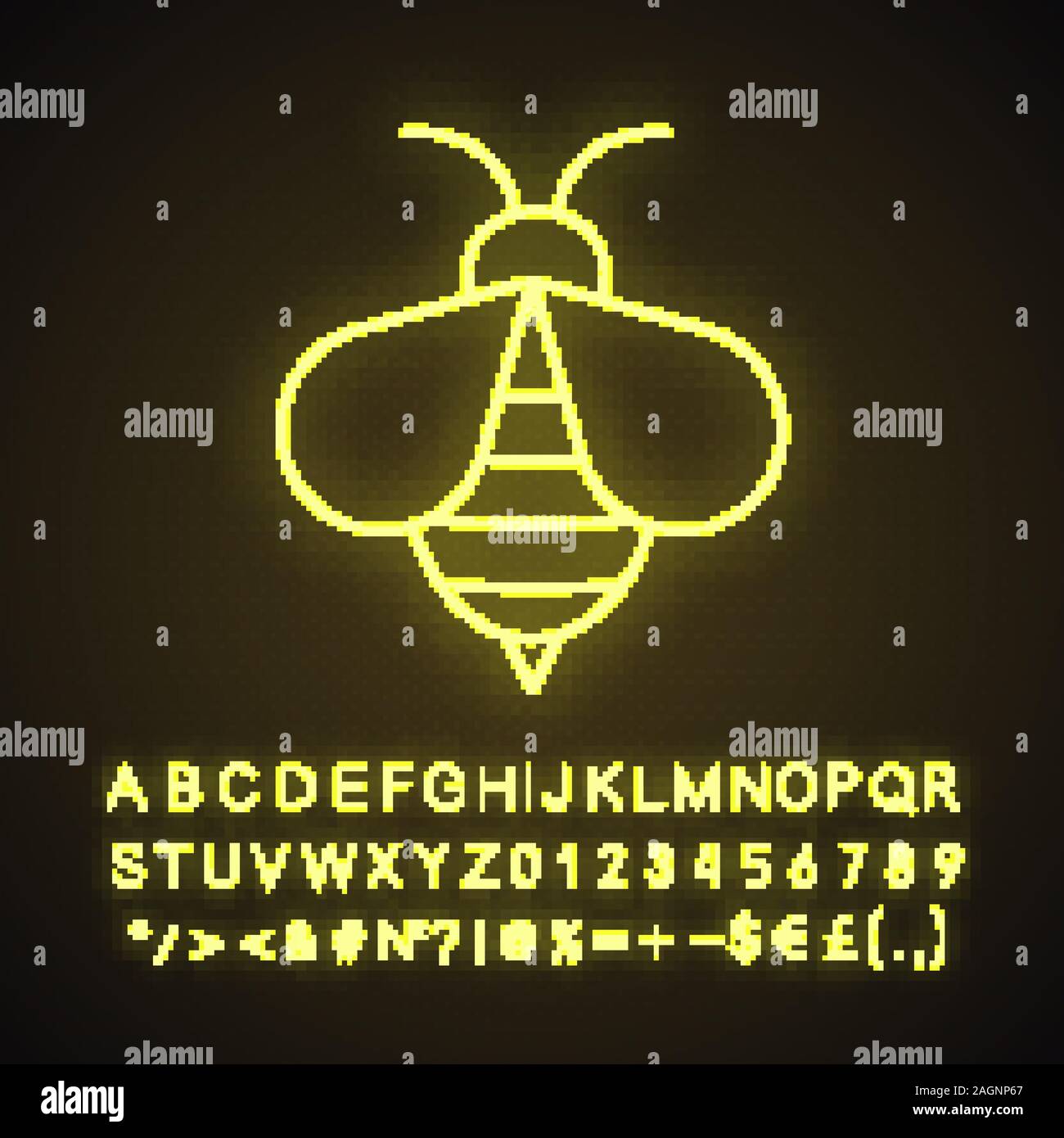 Honey bee neon light icon. Apiary sign. Wasp. Glowing sign with ...