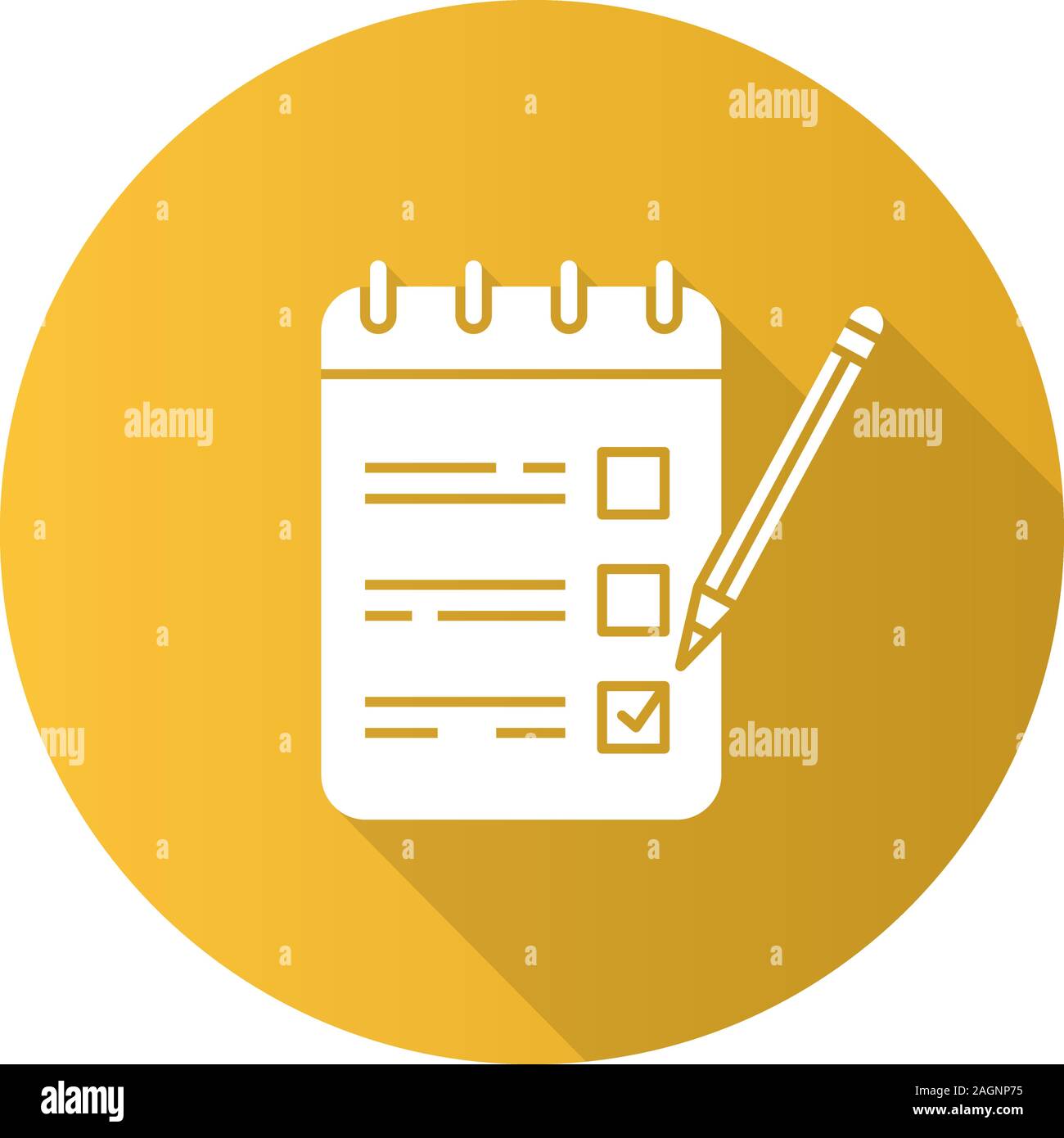 To do list flat linear long shadow icon. Notepad with pencil. Taking ...