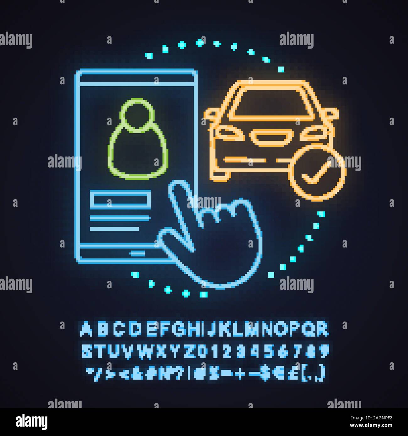 Taxi driver choosing neon light concept icon. Taxi ordering idea ...
