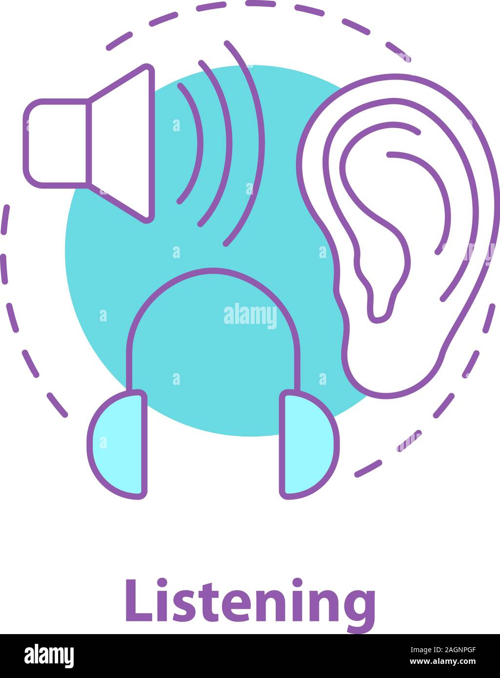 Listening concept icon. Auditory perception idea thin line illustration ...