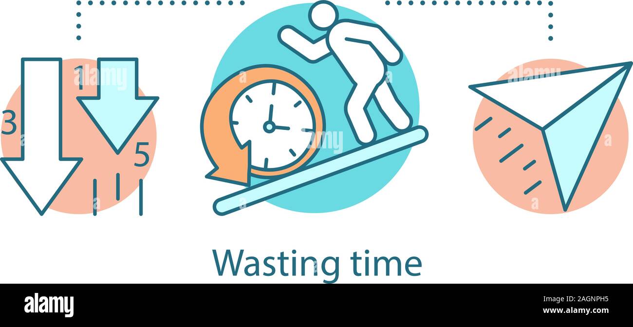 Wasting time concept icon. Laziness. Low productivity. Procrastination ...