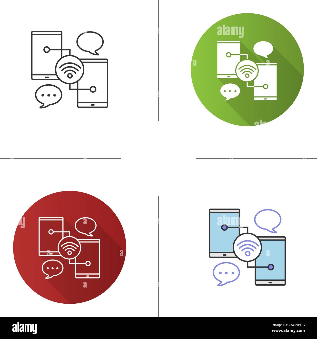 Chatting icon. Wifi signal. Sending message. Internet connection. Flat ...