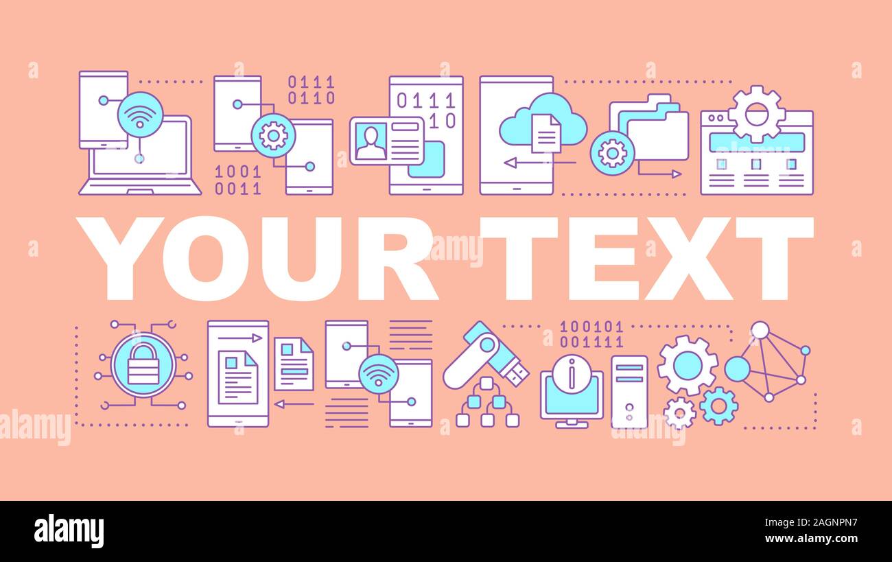 Digital technology word concepts banner. Computing. Smartphone data ...