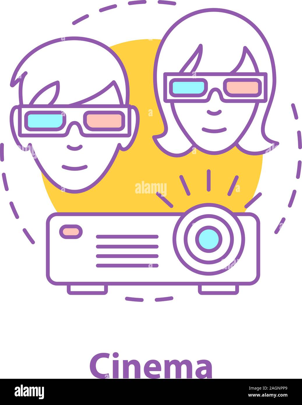 Cinema concept icon. First date idea thin line illustration. Movie ...